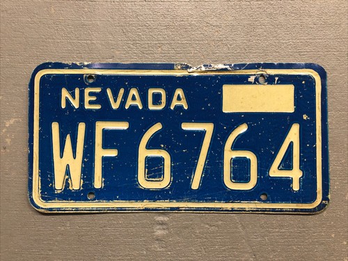 VINTAGE 1980’s NEVADA LICENSE PLATE EMBOSSED BLUE/WHITE WF6-764 COOL!!😎 ...