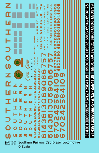 K4 O Scale Decals Southern Railway Cab Diesel Locomotive Gold | eBay