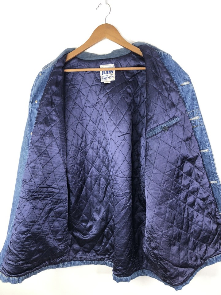 Vintage Mens Large Insulated Blue Jean Denim Chore Barn Ranch Jacket ...