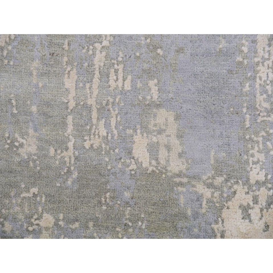 10'x10' Gray Modern Abstract Design Hand Knotted Wool and Silk Square ...