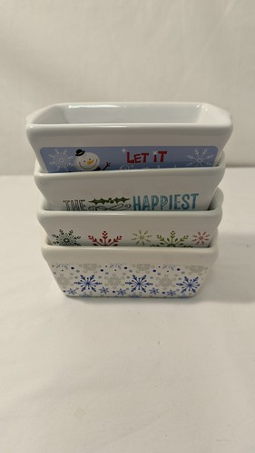 4 Mini Christmas LOAF BREAD PANS Miniature Pan SNOWMAN SNOWFLAKE diy ...