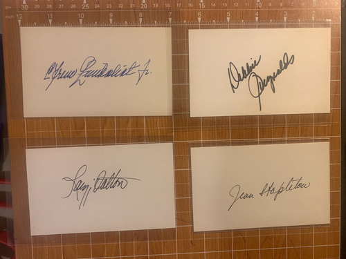 Group lot of 4 signed 3x5 cards Reynolds, Zimbalist, Stapleton and ...