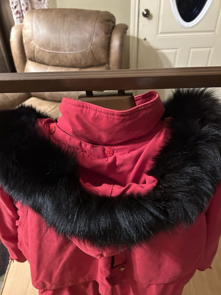 Preston & York Women’s Red Parka Coat Jacket Size 2X Fox Fur Hood Trim ...
