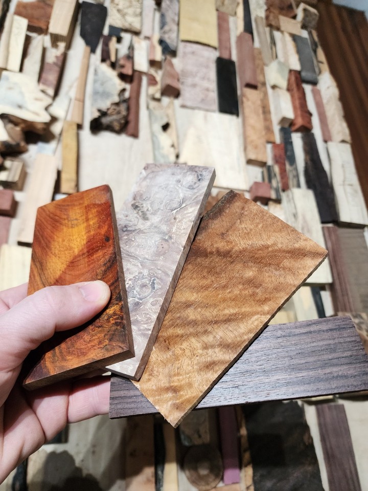 Box Of Exotic And Unusual Wood Scraps - Burl, Spalted, Rosewood, More ...