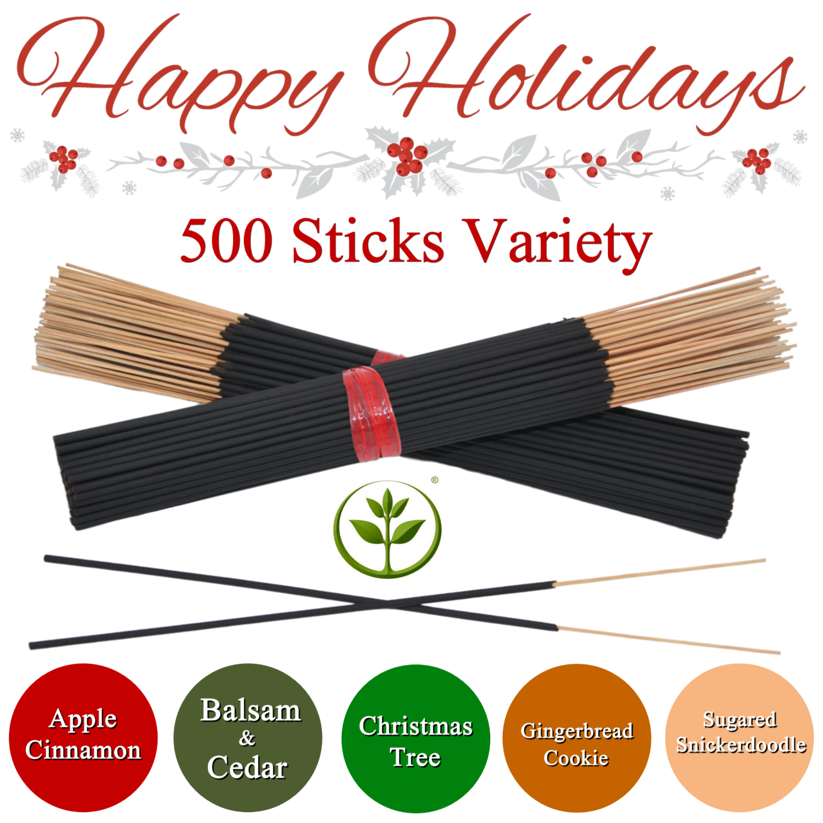 HAPPY HOLIDAY 11" Incense Sticks Bulk Variety 500 Pack Hand Dipped ...