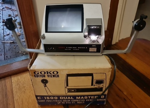GOKO E-1500 Dual Type Super 8 and 8mm viewer/editor 1961 Japan Boxed ...