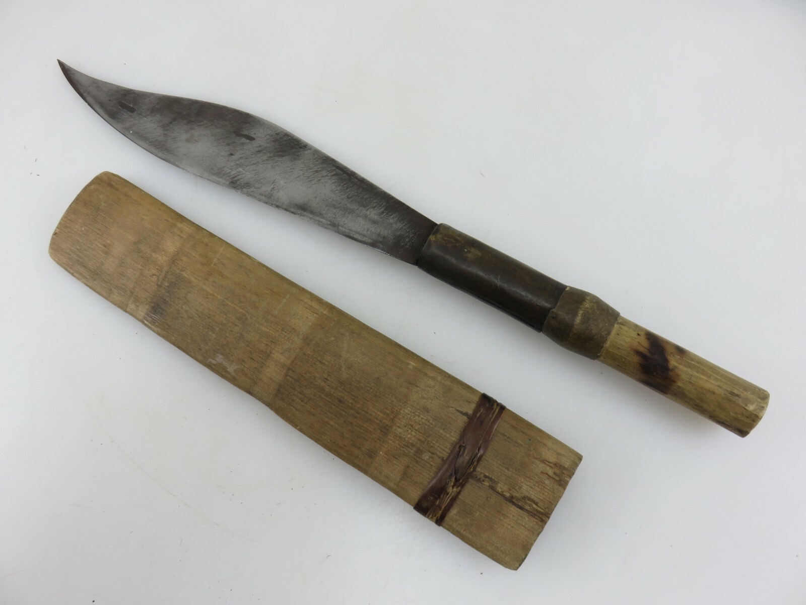 Asian Thai Enep Knife With Wood Handle And Sheath 8.5" Long Blade ...
