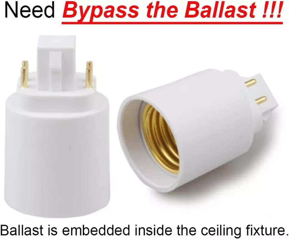 4Pcs 4-Pin GX24Q to E26/E27 Light Socket Adapter CFL G24Q 4P Lamp Base ...