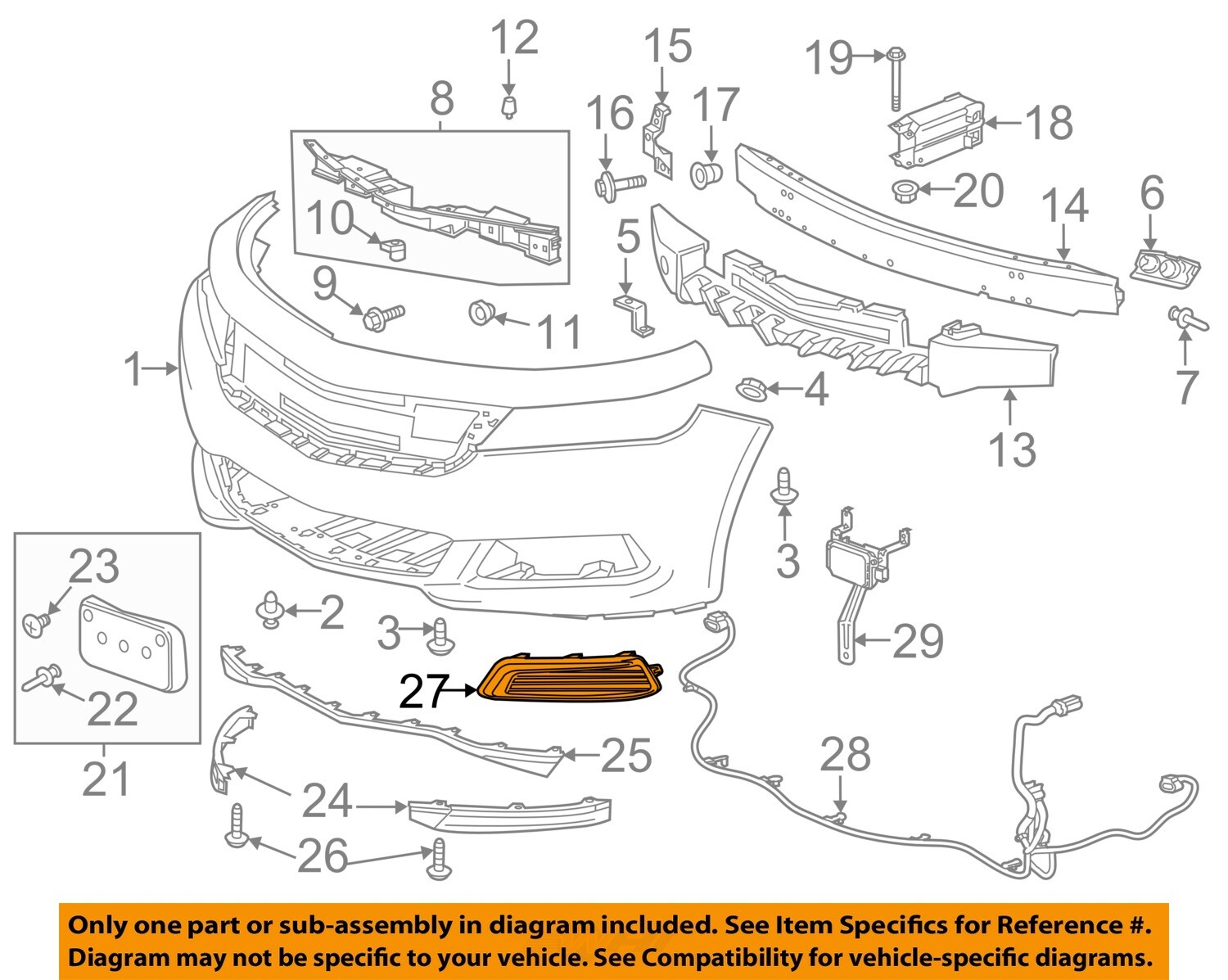 Chevrolet GM OEM 14-16 Impala Front Bumper Grille-Trim Cover Left ...