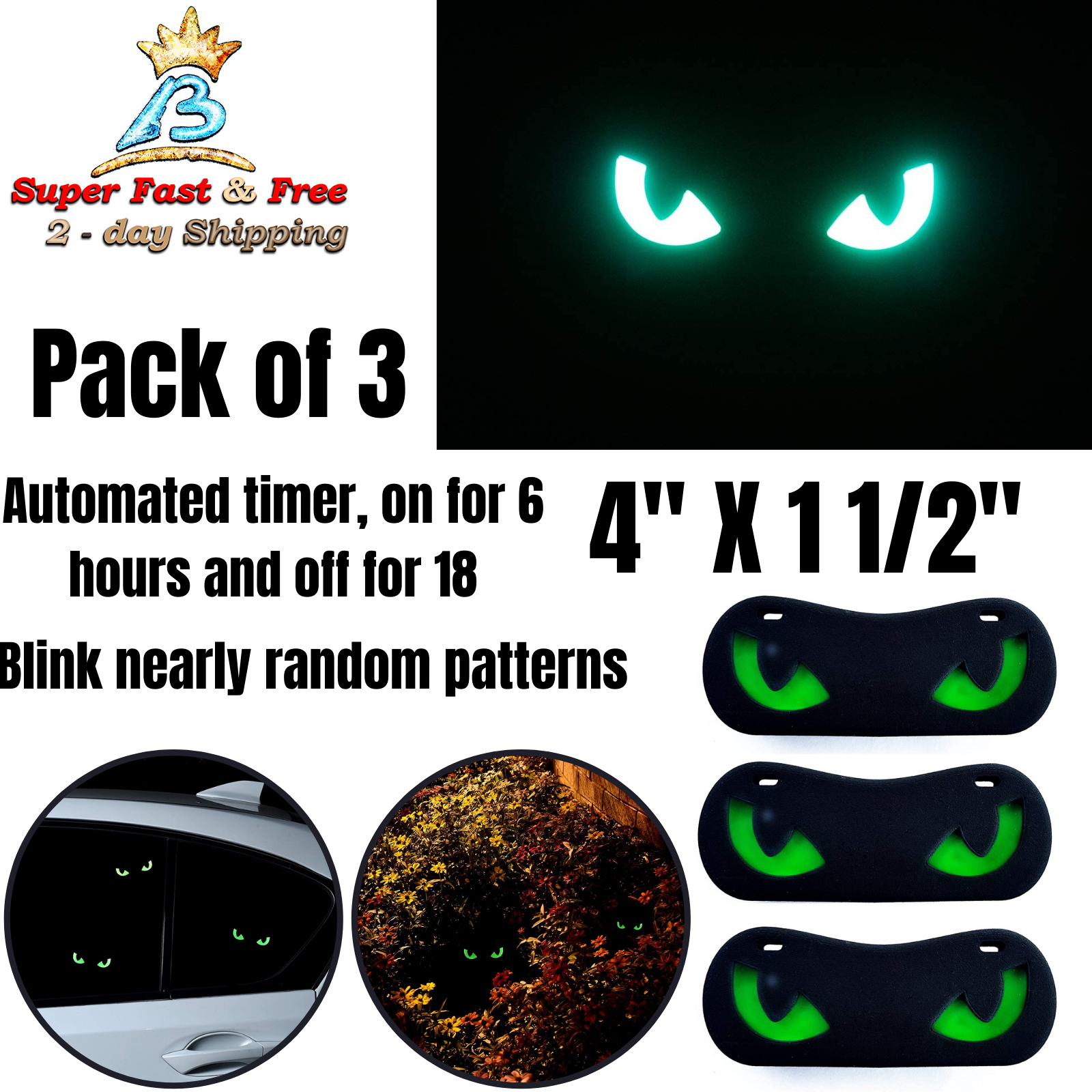Original Cateyes Cat Eyes LED Glowing and Blinking Halloween Decoration ...