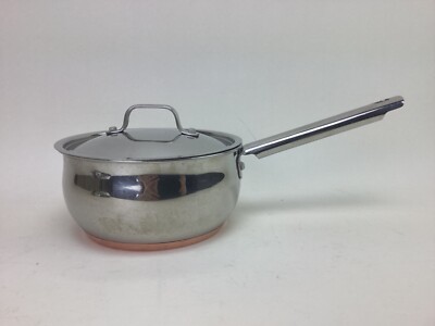 RARE Revere Ware SX 01b 2 QT Sauce Pan Heavy Duty Stainless Copper Disc ...