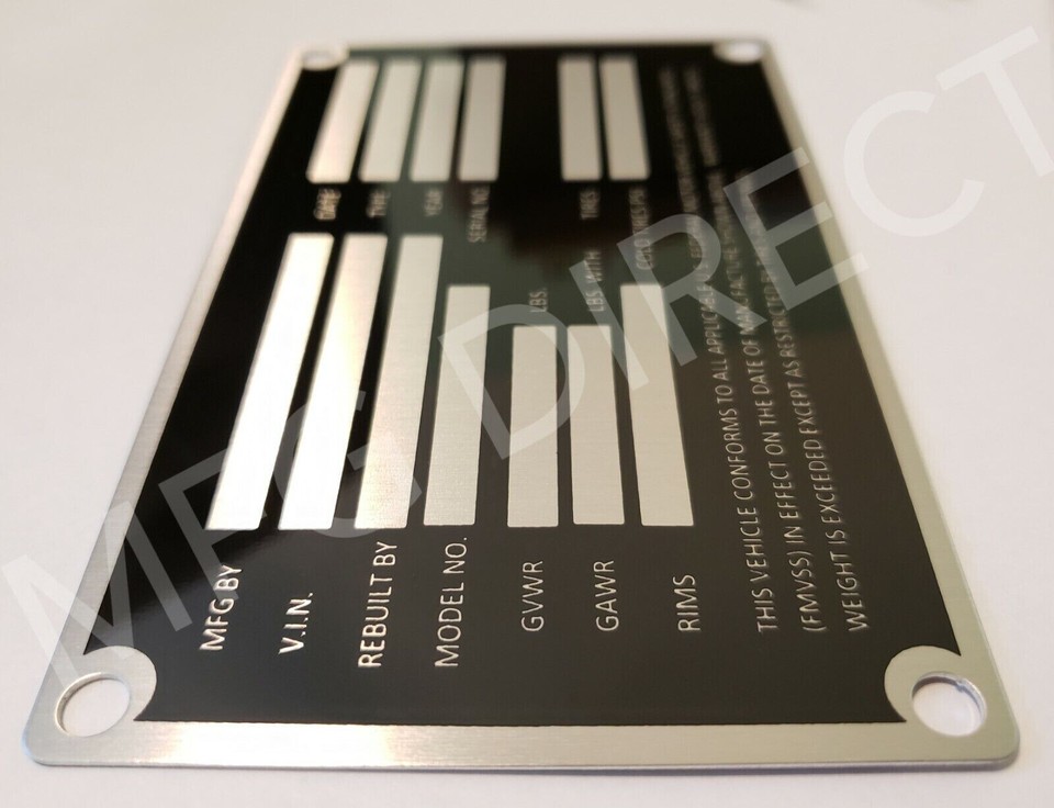 Trailer VIN SERIAL NUMBER Data Plate Model Tag GVWR new USA Large ...