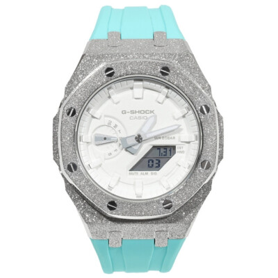 G-SHOCK GA2100 Custom Frosted Turquoise Rubber Band White Dial CASIOK ...