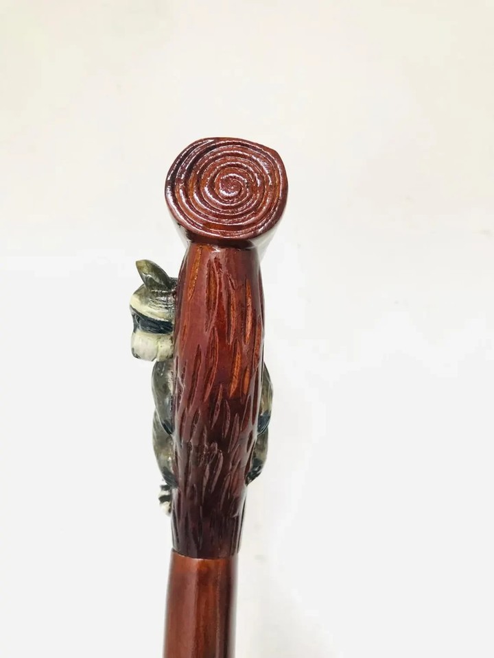 Hand Carved Raccoon Head Walking Stick: Wooden Animal Cane | eBay