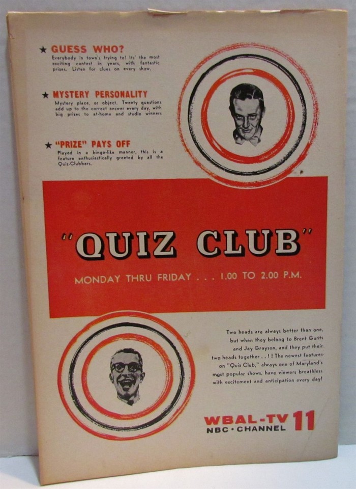 Regional TV Guide, Baltimore American T-Vue Time 1957 George Gobel, Ed ...