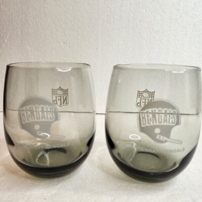 Vintage Pair Cincinnati Bengals NFL 4" Whiskey Tumbler Smoked Highball ...