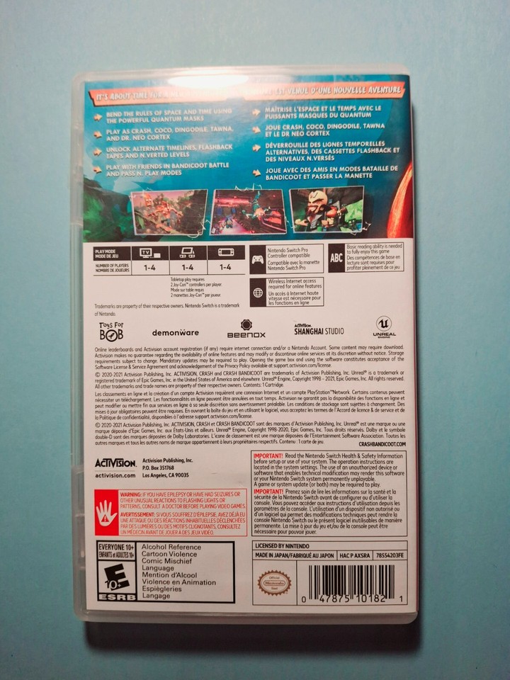 Crash Bandicoot 4: It's About Time - Nintendo Switch CIB | eBay