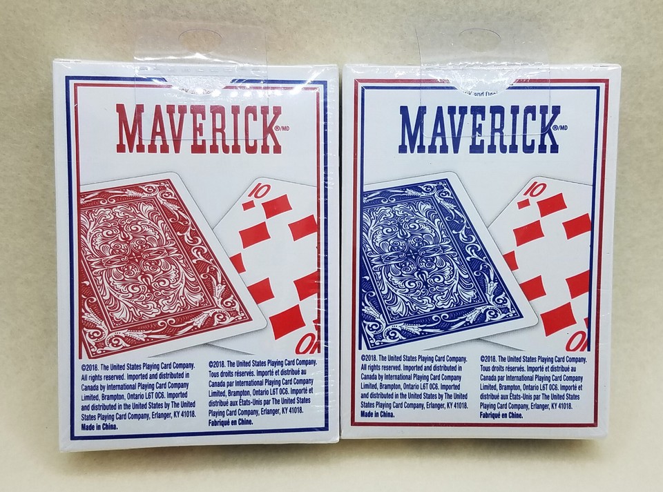 2-New Decks Maverick Playing Cards - Blue Back + Red Back | eBay