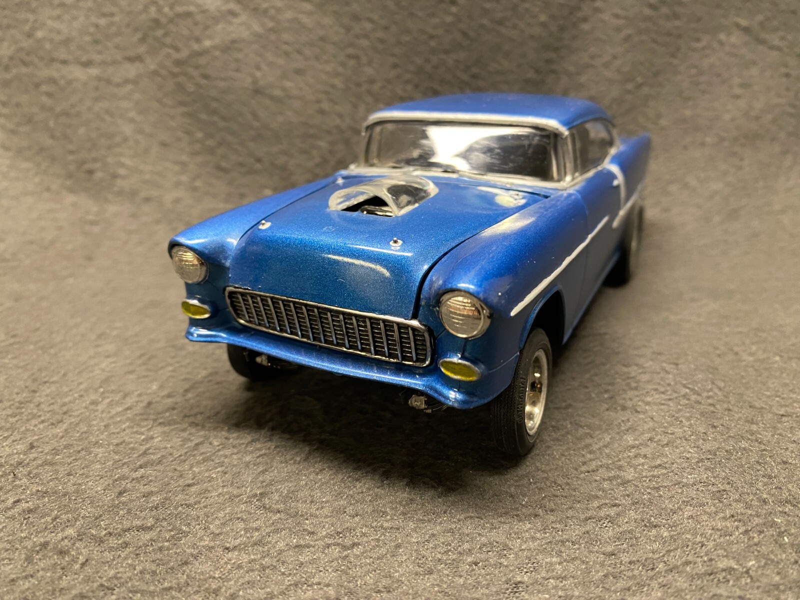 Monogram '55 Chevy Bel Air Gasser Street Machine Built 1:24 Model Blue ...
