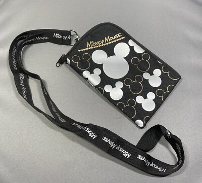 Mickey Mouse ID Card Holder Badge with Lanyard | eBay