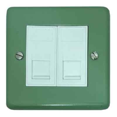 G&H CSG62W Standard Plate Sage Green 2 Gang RJ45 Cat5e Data Socket ...