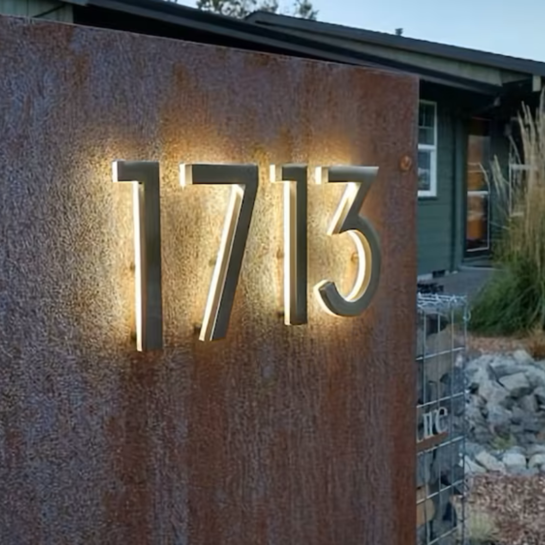 Electronic Led Lighted House Numbers LED House Number & Name Plaque