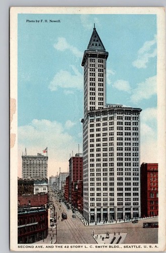 Postcard WA Second Ave LC Smith Building Seattle Washington UNP | eBay