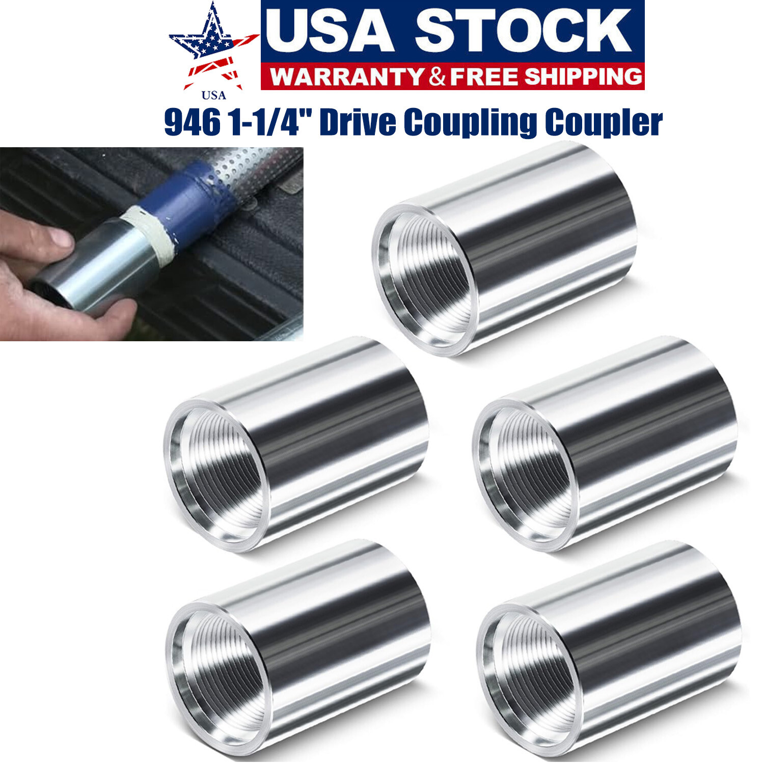 5Pcs 946 1-1/4" Drive Coupling for Sand Point Well Drilling Drive Point ...