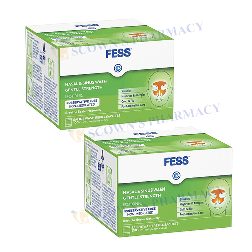 2 x FESS Nasal & Sinus Wash Gentle Strength Refill Sachets 100 x 1.94 g ...