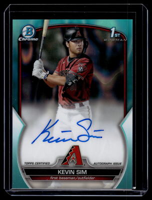 Kevin Sim 2023 Bowman Draft Chrome Aqua Lava Refractor Auto Card /199 # ...