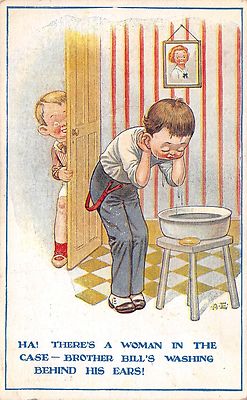 POSTCARD COMIC Children Washing..... | eBay