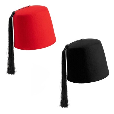 Mens Bellhop Cap With Black Long Tassel Fez Hats Stage Performance ...