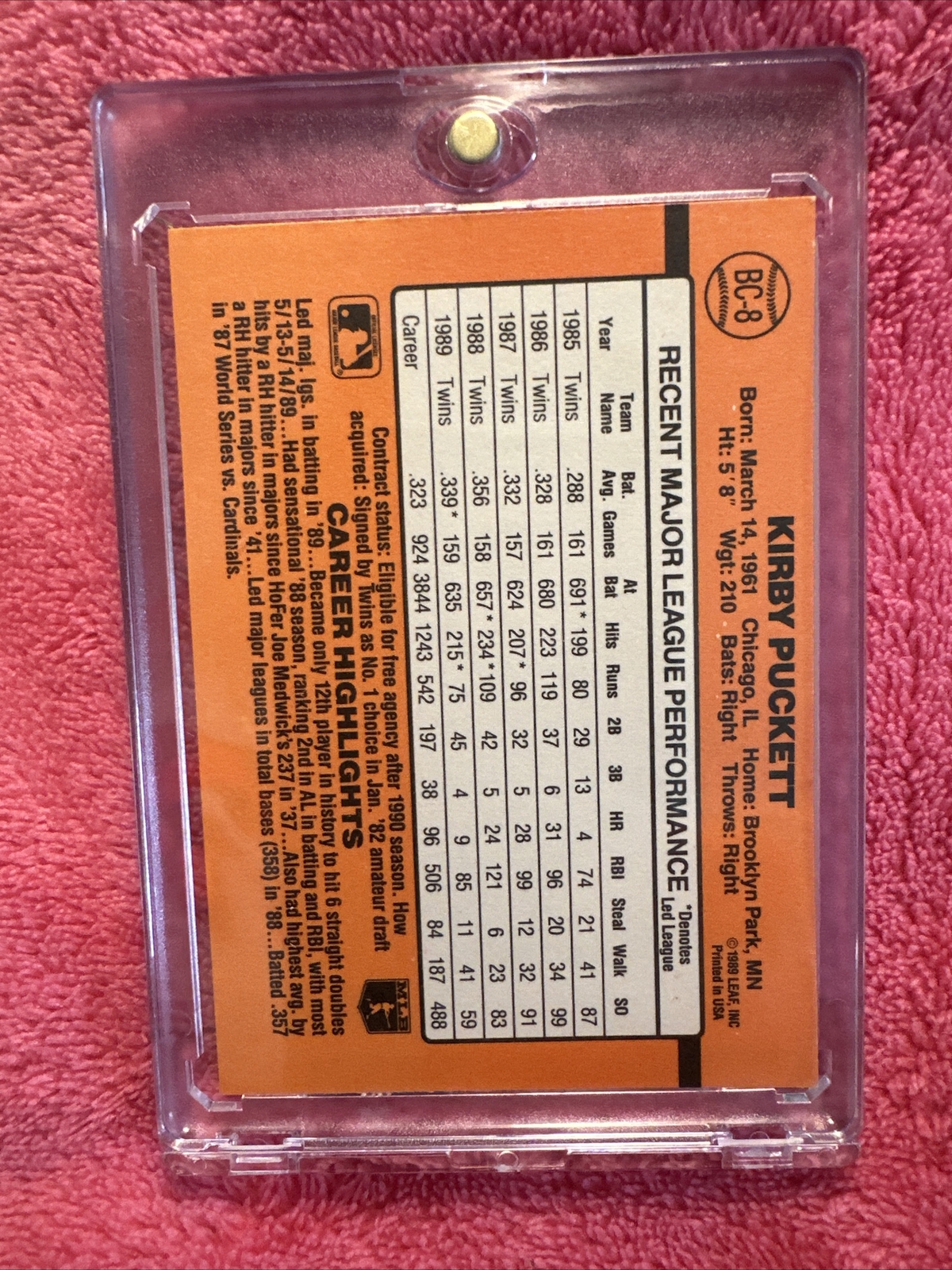 1990 Donruss Kirby Puckett MVP Error Card! | eBay