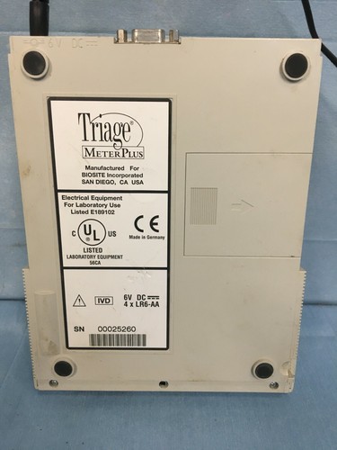 Biosite Triage Meter Plus Chemical Analyzer, Power Cord, Triage QC ...