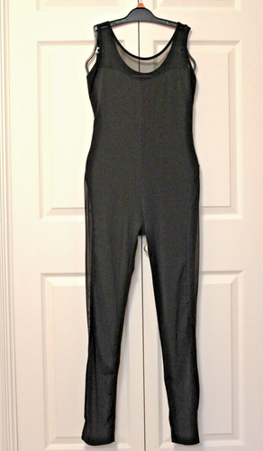 Women's Tank Top Unitard, Sheer Top/Legs, Size L, Color Black NWOT | eBay
