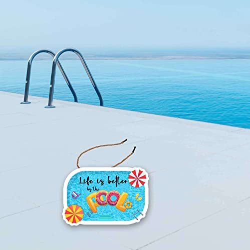 Pool Wood Sign Plaque, Indoor/Outdoor Swimming Pool Decorations, Life ...