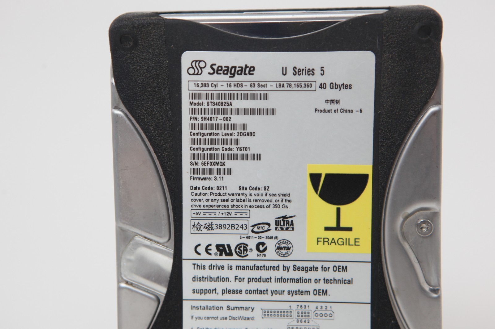 Seagate 40GB Internal 5400RPM 3.5" (ST340825A) HDD for sale online | eBay