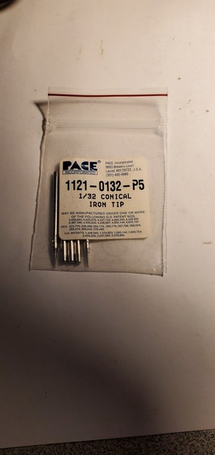 5pc. Pace 1121-0132-P5 Conical Soldering Iron Tip 1/32" Fits IR65A ...
