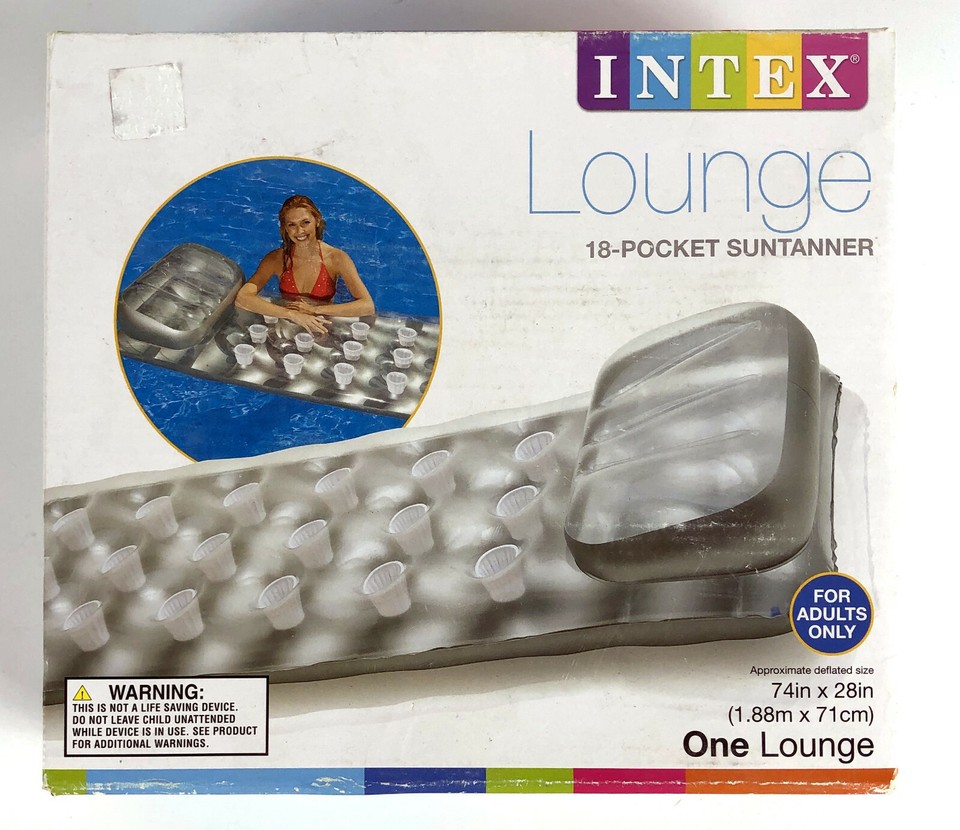 Intex 18 Pocket Adult Size Inflatable Pool Lounge Sunshine Silver | eBay