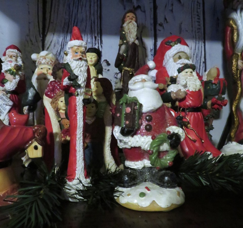 Santa Claus Figurine Crystal Clear Glitter Standing On A Frosted Cookie ...