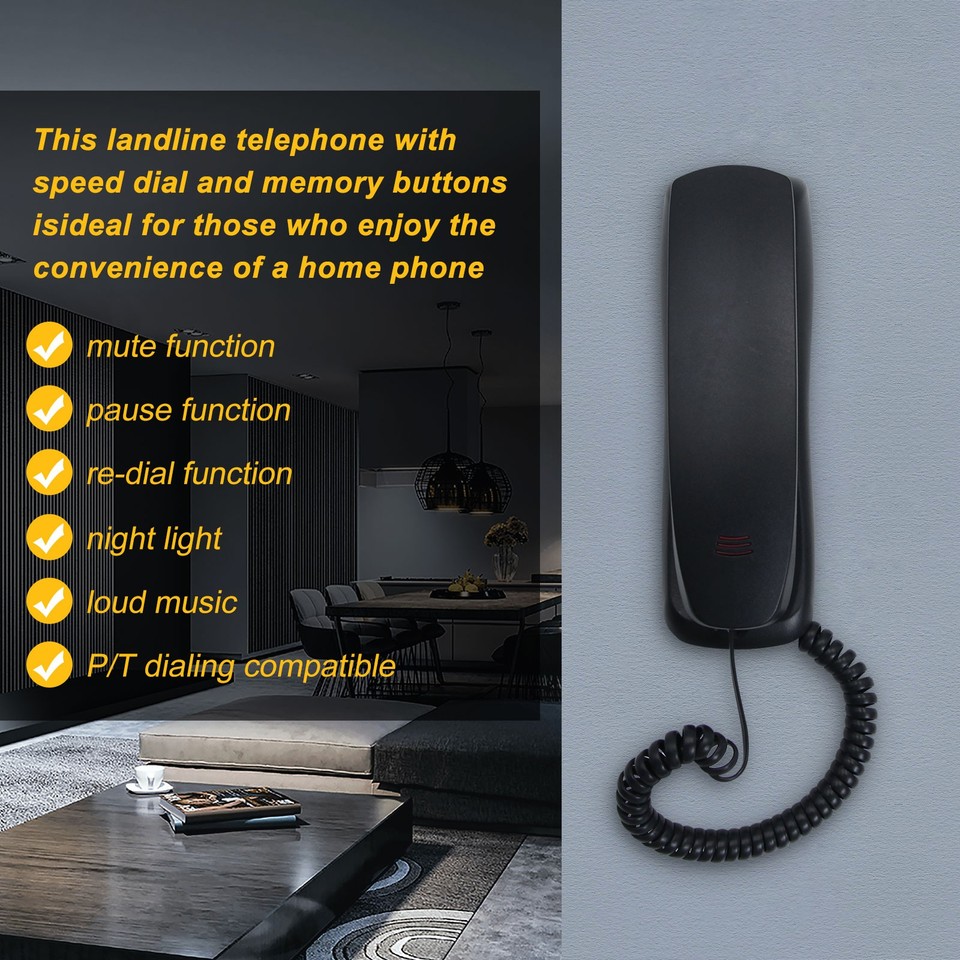 Telephone Desktop Corded Landline Mini Phone For Hotel Office Home Wall ...