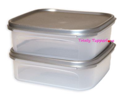 2 Tupperware #1 Squares Modular Mates 5 Cups Sheer & Silver Vintage Set ...