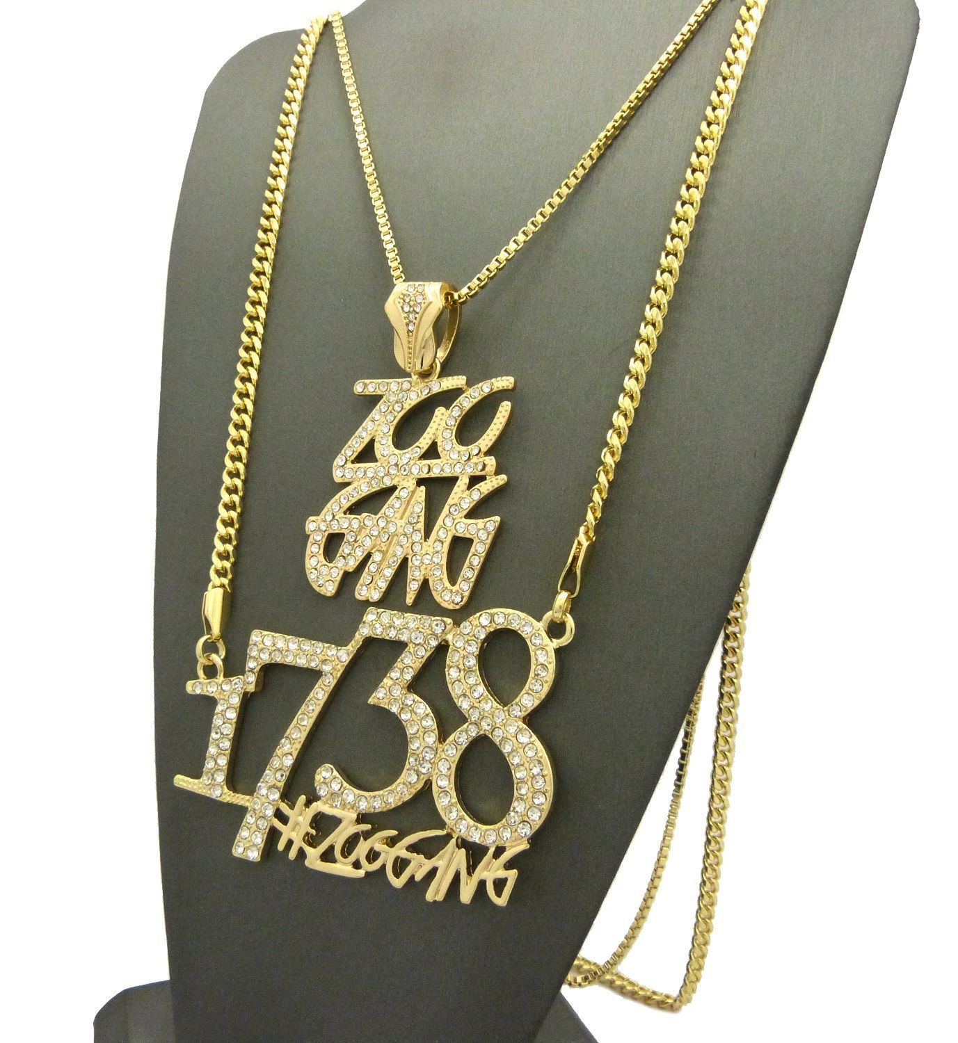 New Hip Hop FETTY WAP Gold PT 1738 ZOO GANG Pendant 24",30" Chain 2 ...