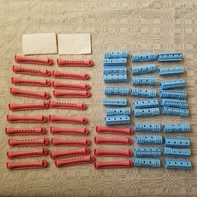 Lot of Vintage 28 Blue two piece & 24 Pink swing arm perm rollers (52 ...