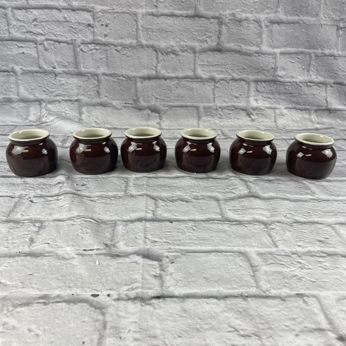 Rego Set of 6 Mini Boston Bean Pot # E916 Brown Stoneware Crock Pottery ...
