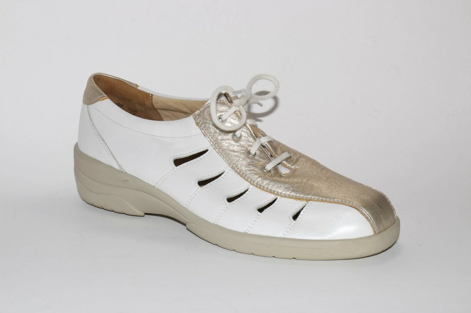 Solidus Naturkomfort Comfort Shoes UK 6J US 8 Pearl White Gold Lace-up ...