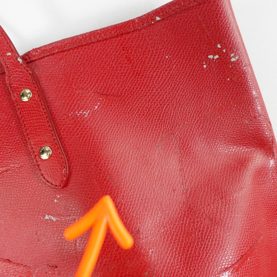 COACH Bag Leather Shoulder Purse Red City Zip Tote Shopper Crossgrain ...