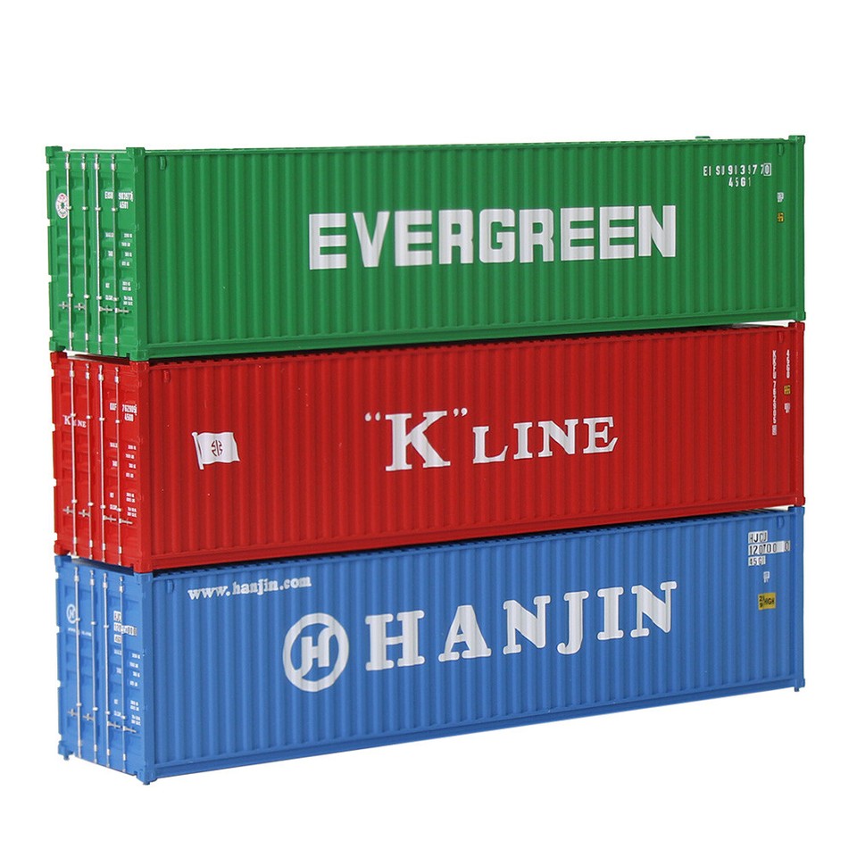 3pcs HO Scale 1:87 40ft Shipping Containers 40' Cargo Box Mixed Brands ...