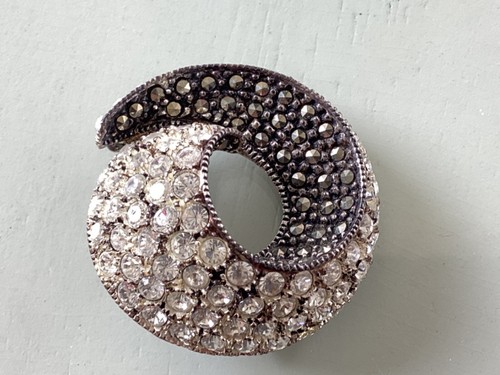 VTG JJ JUDITH JACK STERLING SILVER MARCASITE RHINESTONES SWIRL COIL ...