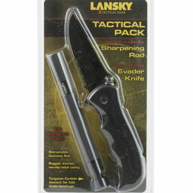 Lansky Sharpeners TACPAC Tactical Evader Knife and Sharpening Rod for ...